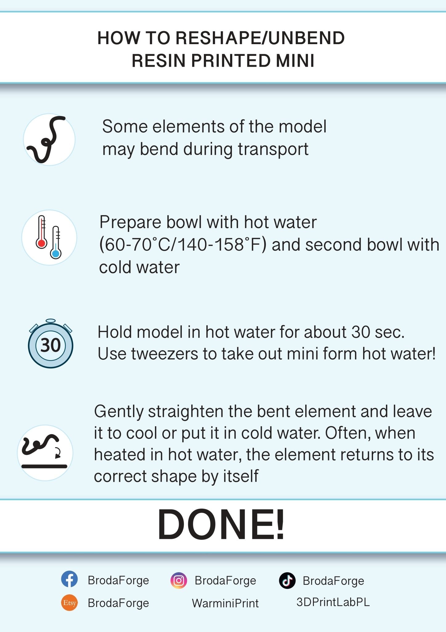 How to reshape/unbend resin printed mini – BrodaForge